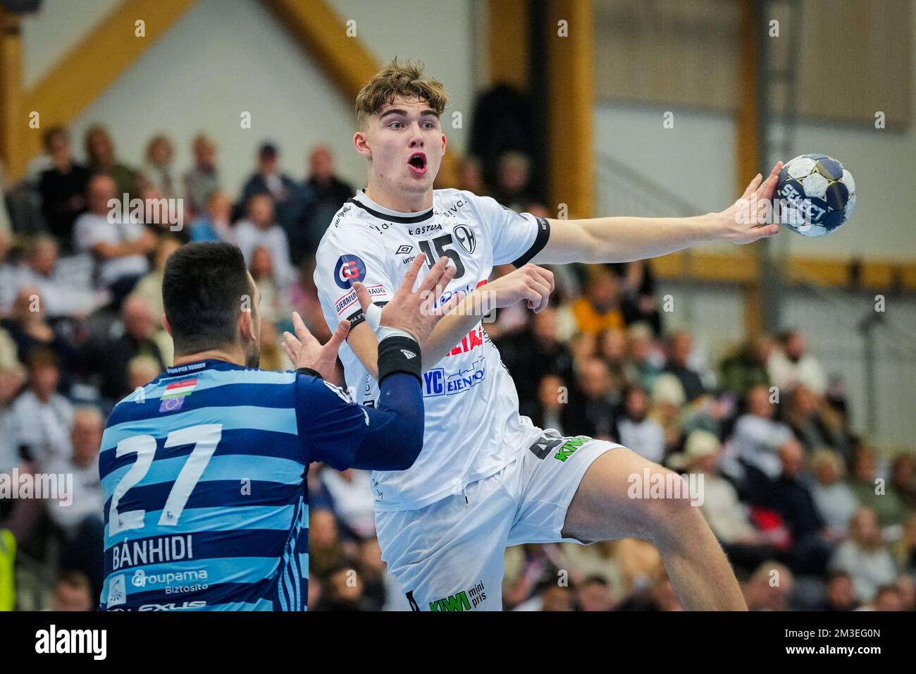 River room 20221214.Elverum's Benjamin Berg during the handball match ...