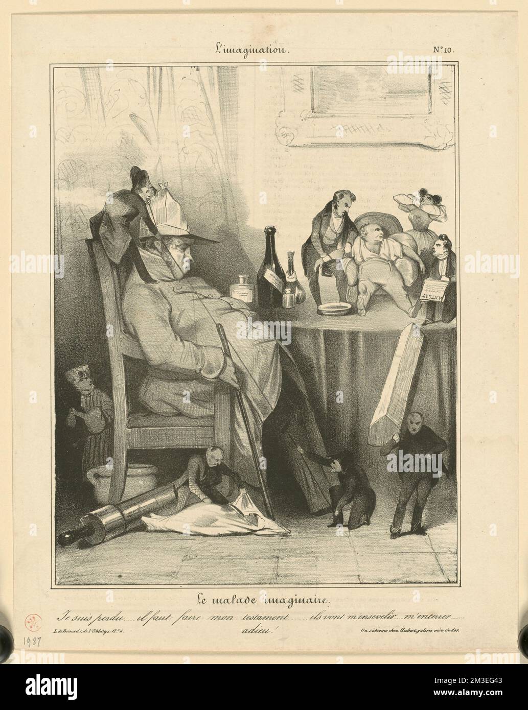 Le malade imaginaire. Honoré Daumier (1808-1879). Lithographs Stock ...