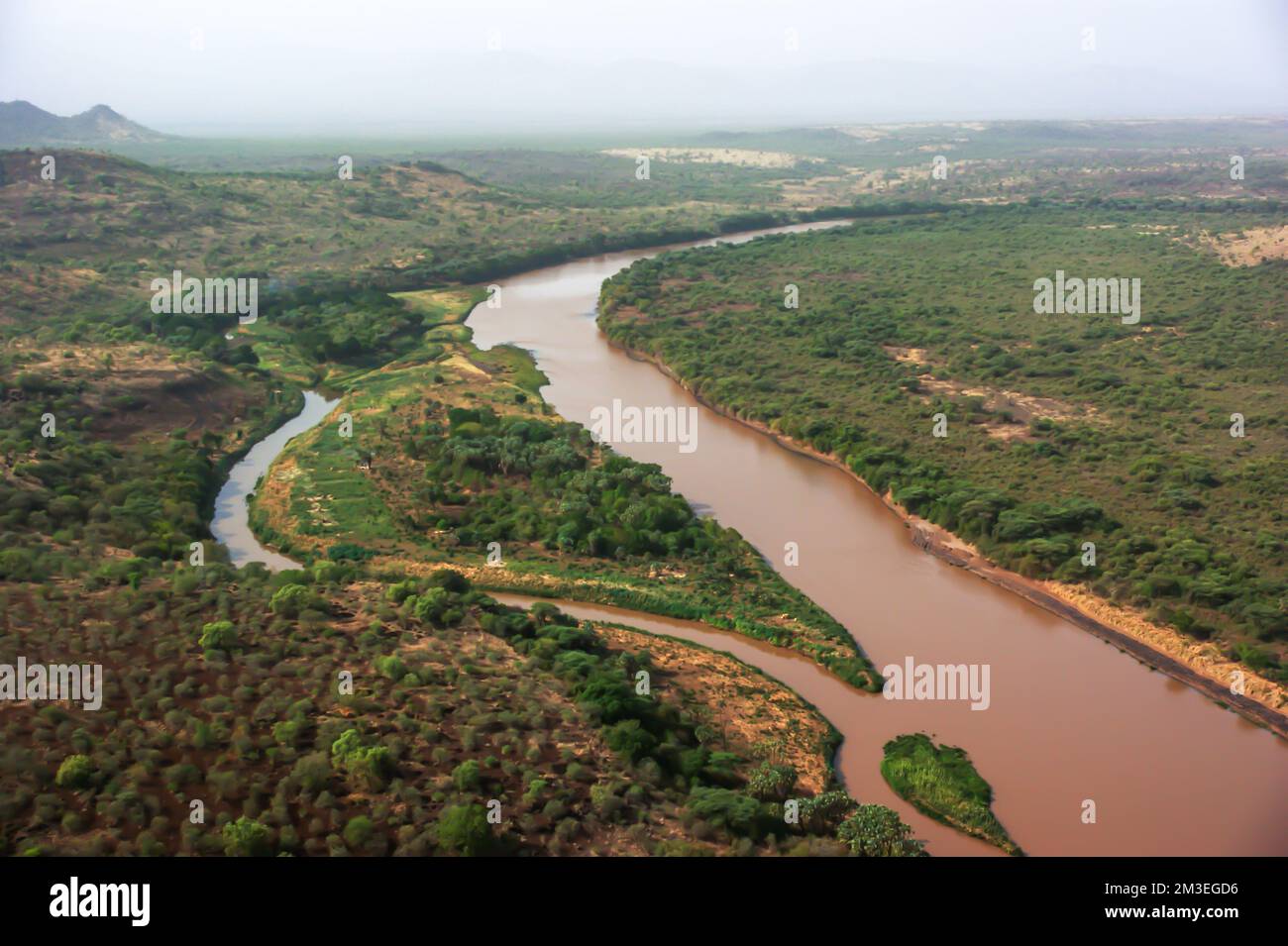 Ethiopia, Sidama region, areal view of Omo river Stock Photo - Alamy