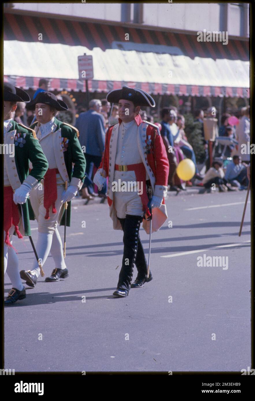 Man in 18th-century British Army uniform, parade, Tremont Street ...