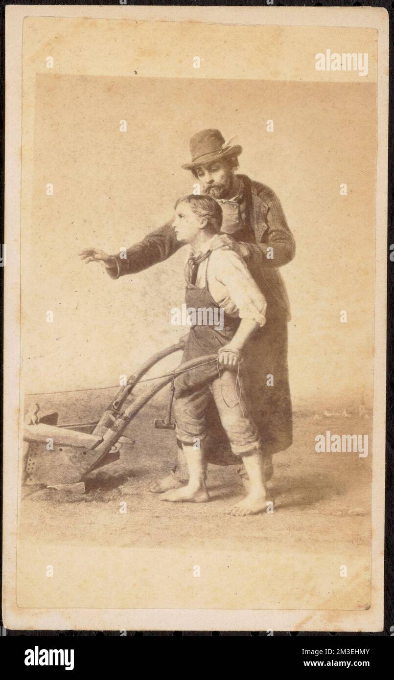 Man showing boy how to use a plow , Plowing, Plows, Boys, Carte de ...