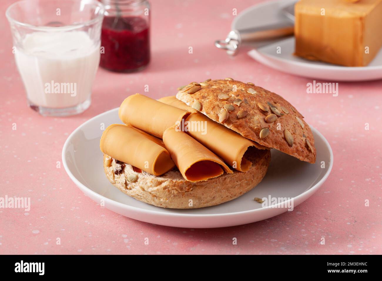 sandwich with Norwegian brunost traditional brown cheese Stock Photo ...