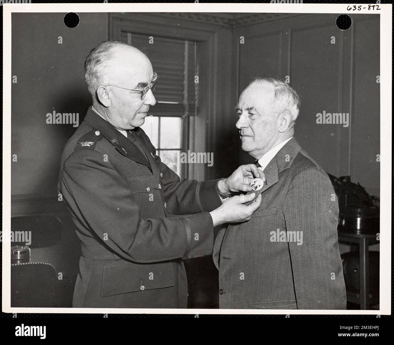 Man receiving pin , Military officers, Awards, Watertown Arsenal Mass ...