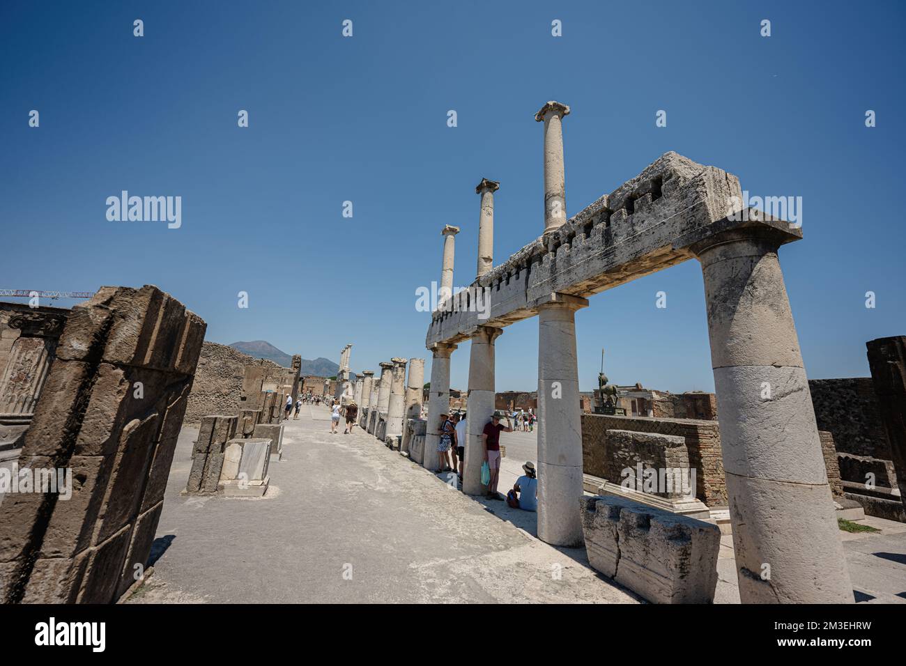 Pompei, Italy - July 20, 2022: Crowd of tourists visit the ancient ...
