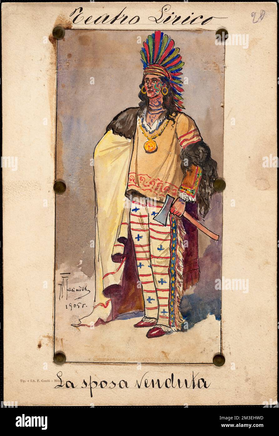A man standse in tribal garb in three-quarter profile , Operas ...