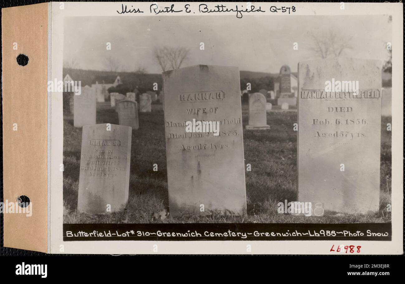 Mandall Butterfield, Greenwich Cemetery, Old section, lot 310 ...