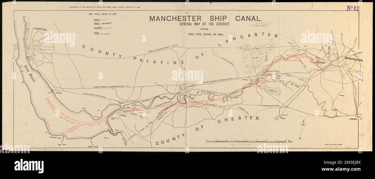 Manchester Ship Canal : general map of the district showing canals ...