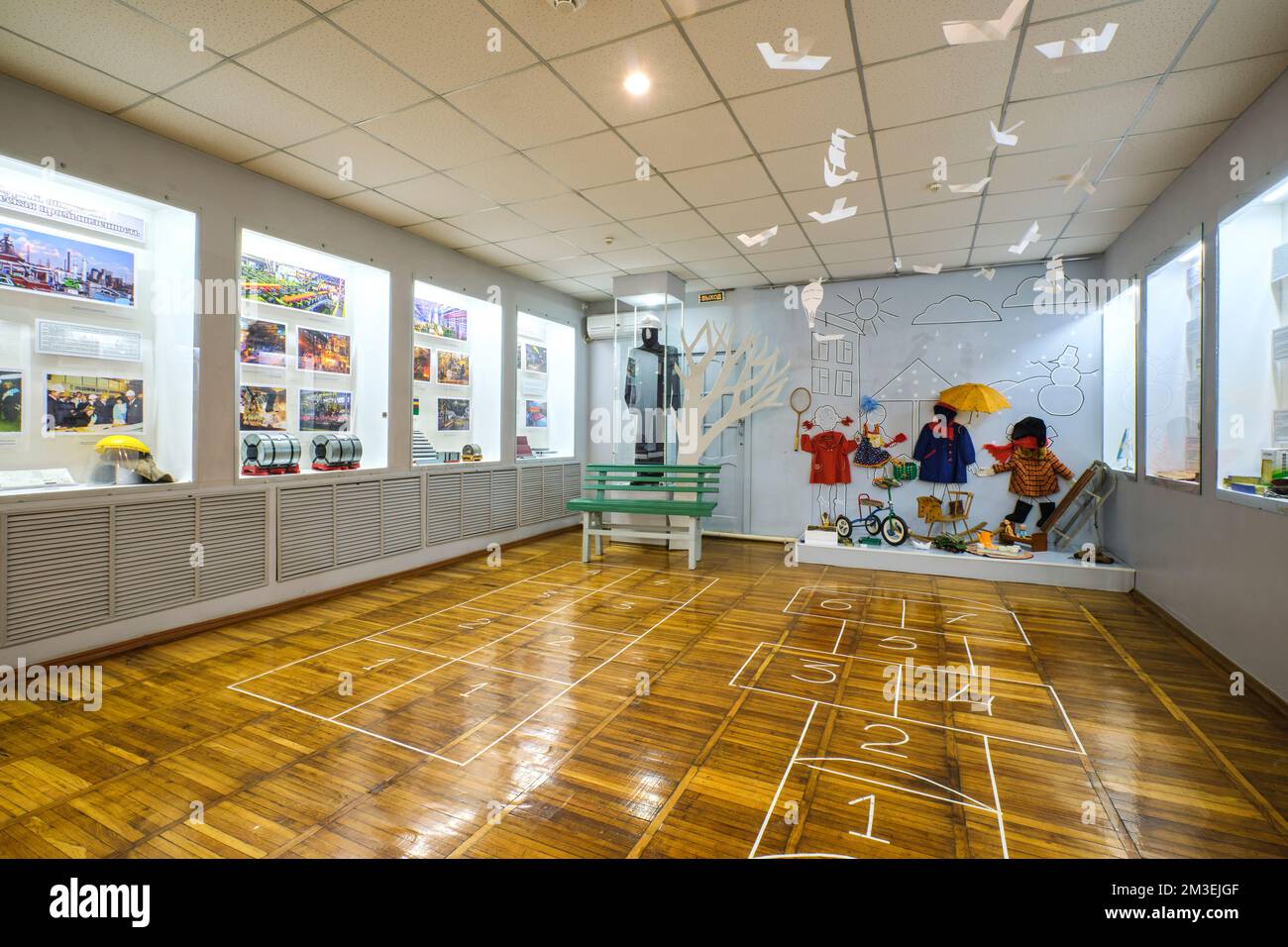 A gallery, displaying objects, artifacts related to the local steel ...