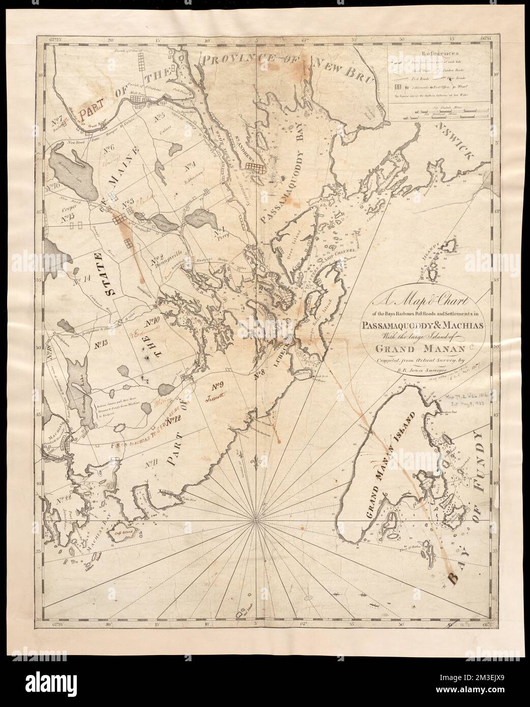 A map & chart of the bays harbours post roads and settlements in ...