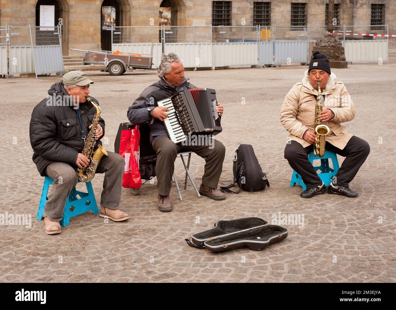 Trio performing on the street in Amsterdam, Holland, The Netherlands ...