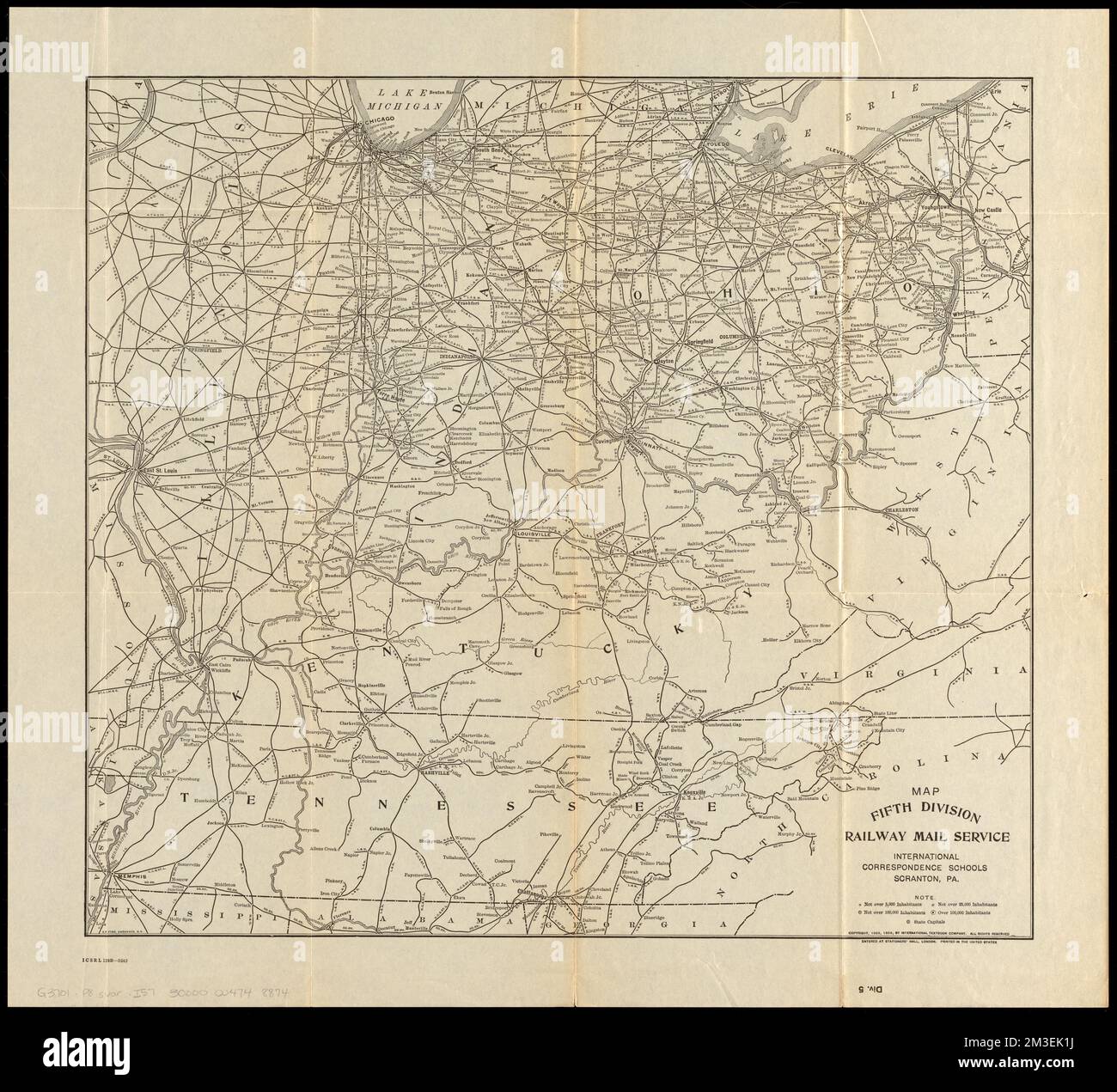 Map fifth division railway mail service , Postal service, Middle West ...