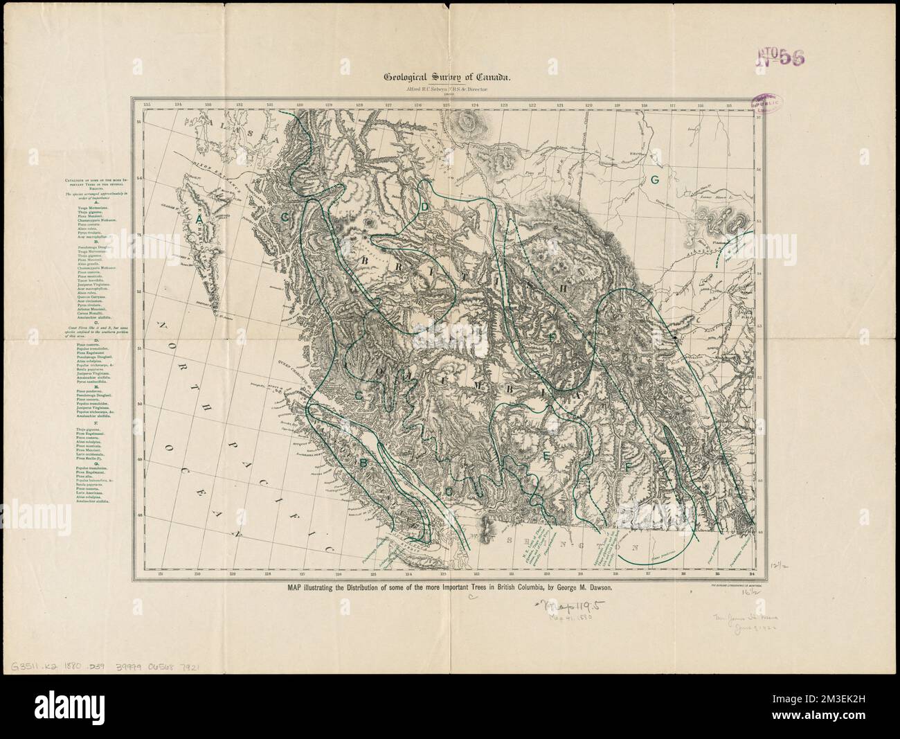 Map illustrating the distribution of some of the more important trees ...
