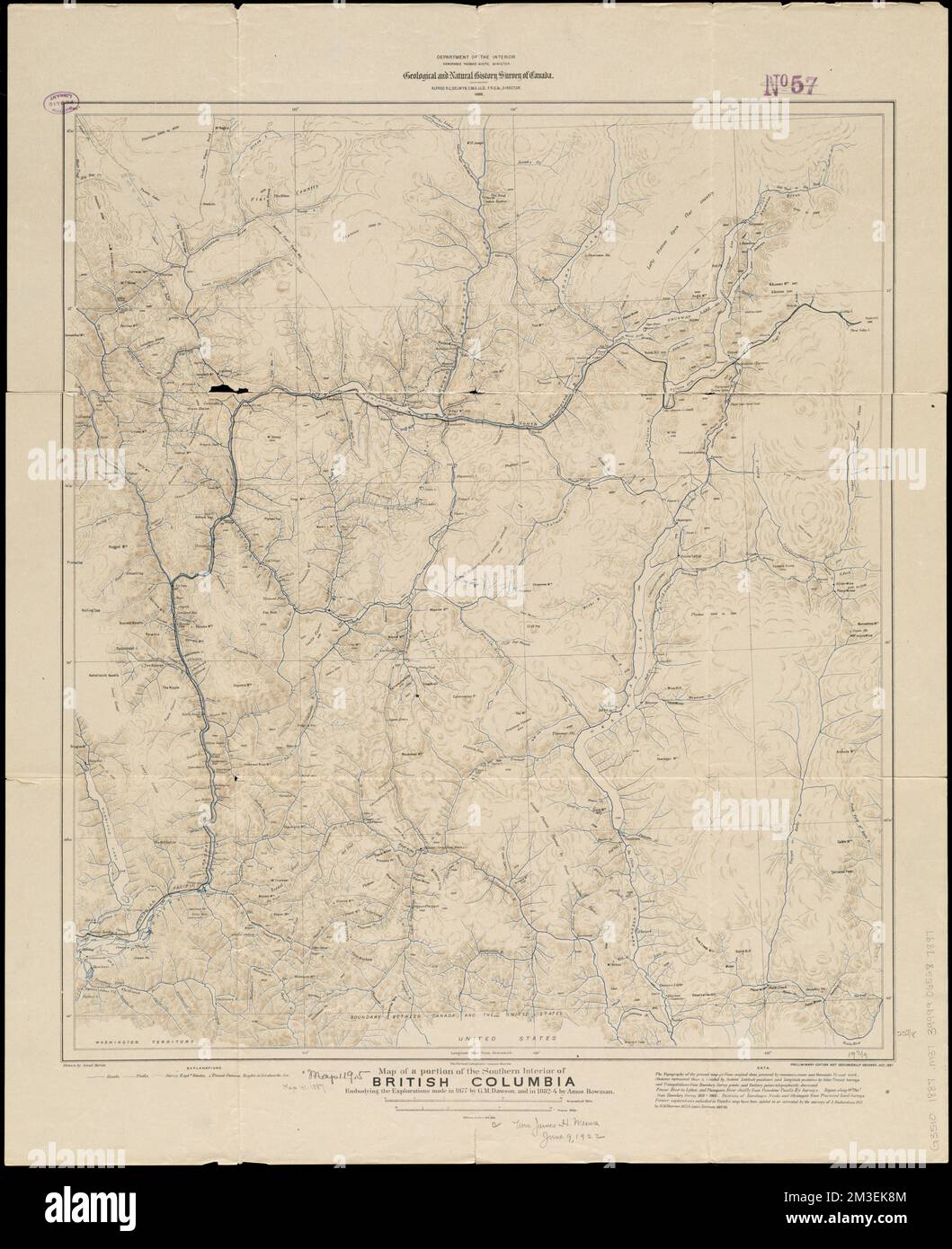 Map of a portion of the southern Interior of British Columbia ...