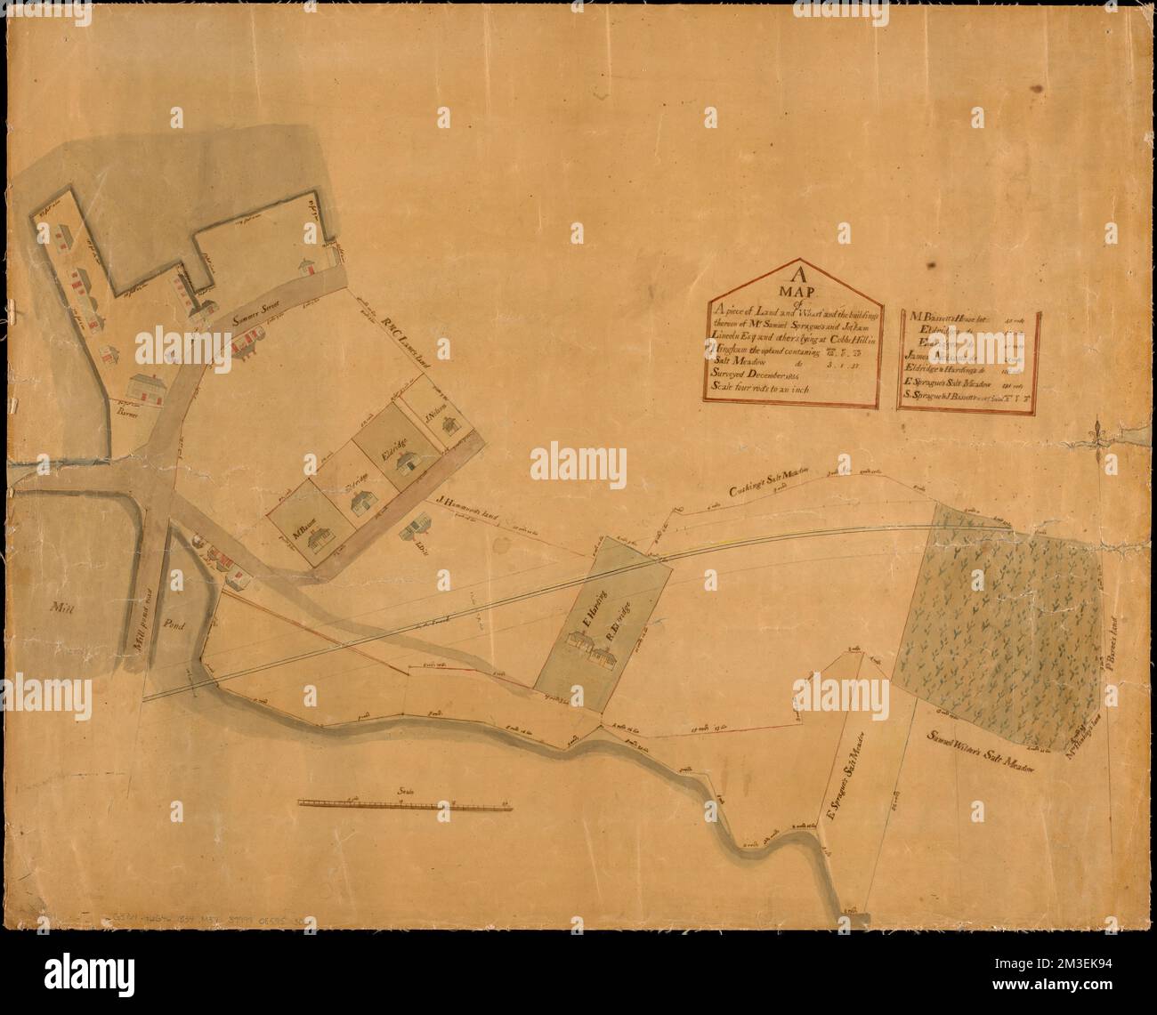 A map of a piece of land and wharf and the buildings thereon of Mr ...