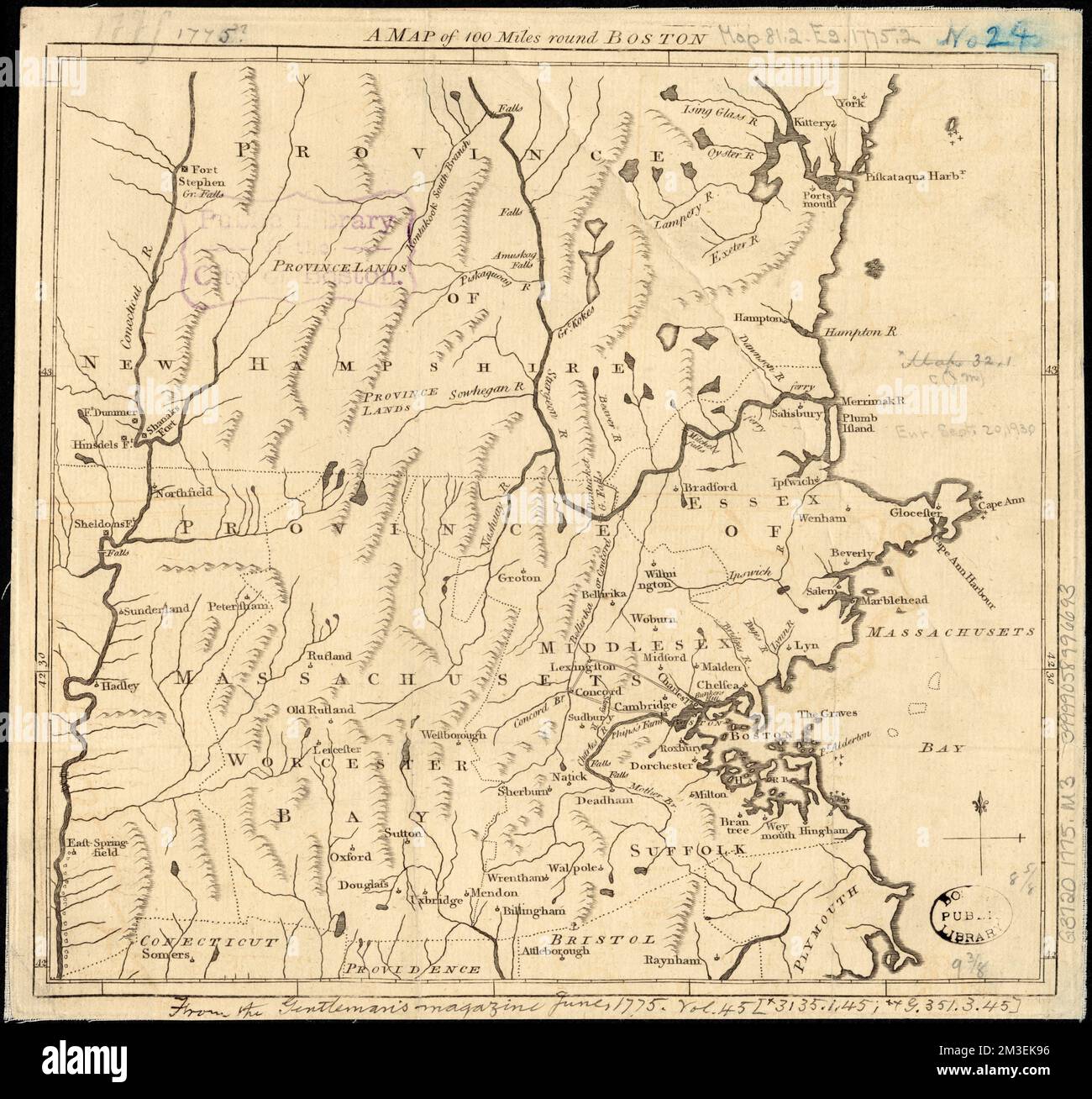 A map of 100 miles round Boston , New England, Maps, Early works to ...