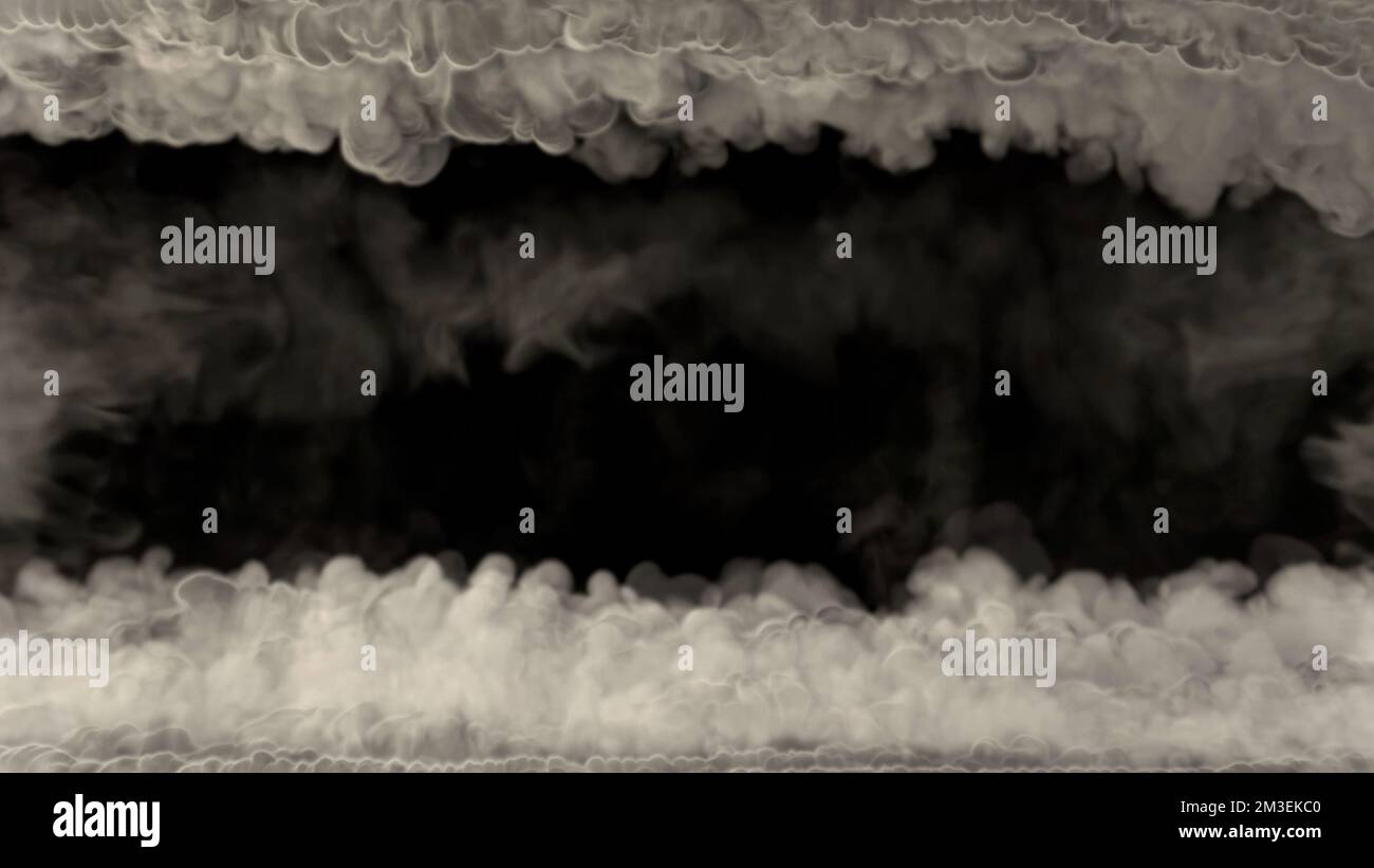 Top - bottom screen frame of rich smoke, isolated - object 3D rendering ...