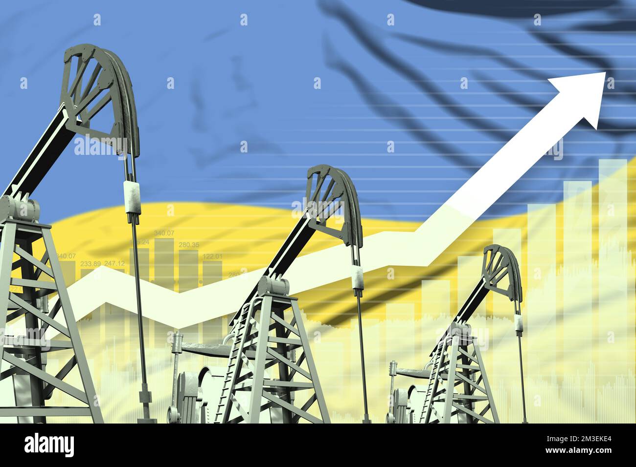 Ukraine oil industry concept, industrial illustration - rising up chart ...