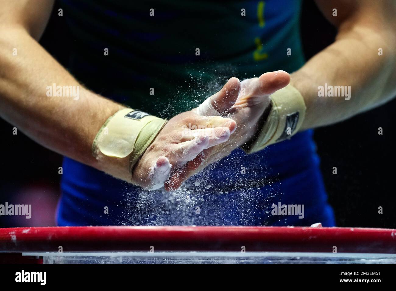 A close up of a gymnastÕs hands during a rings routine Stock Photo - Alamy