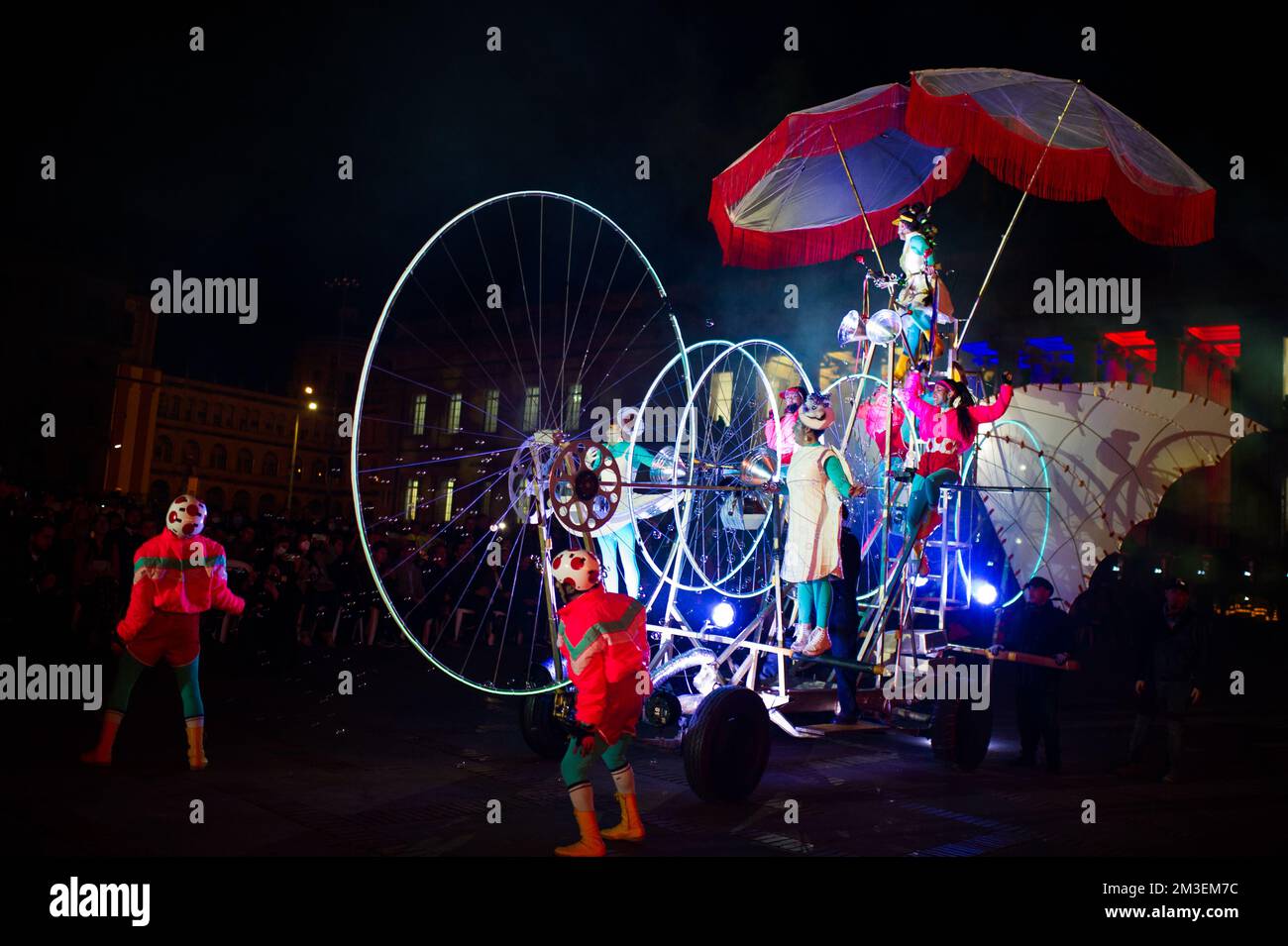 Actors perform during the Christmas play 'The tree of abundance' at ...