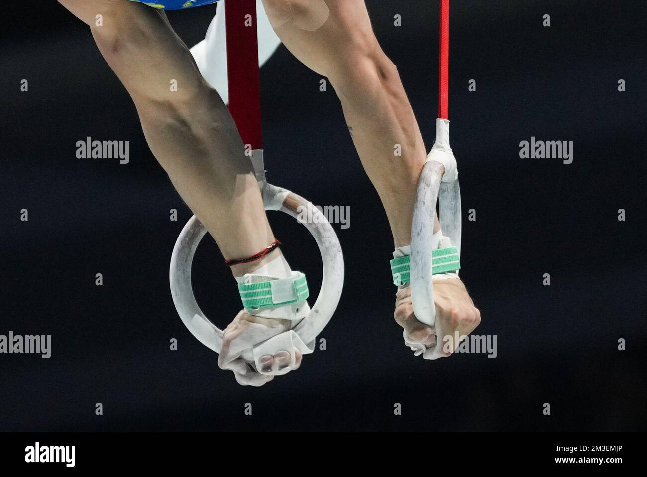 A close up of a gymnastÕs hands during a rings routine Stock Photo - Alamy