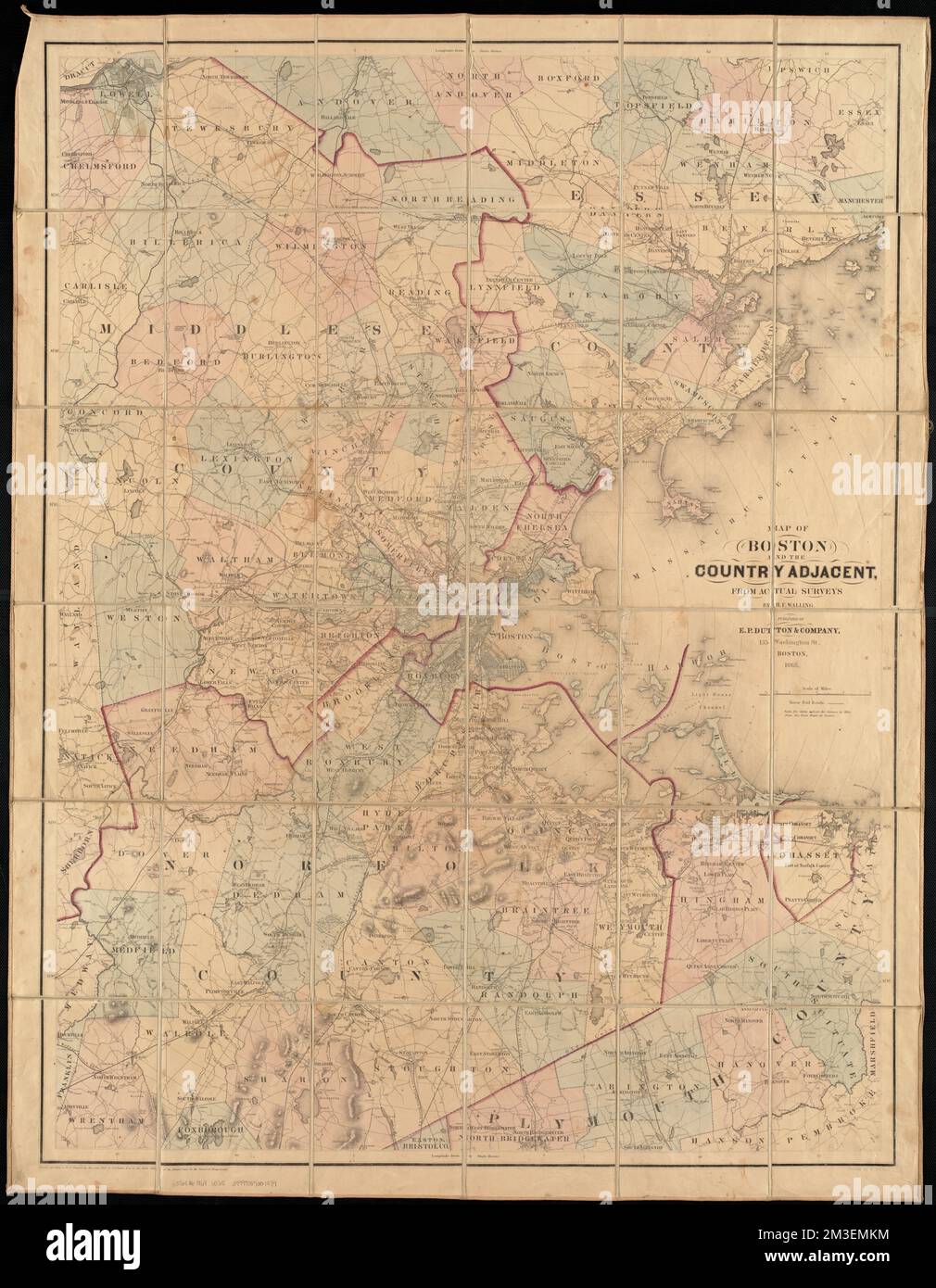Map of Boston and the country adjacent, from actual surveys , Boston ...