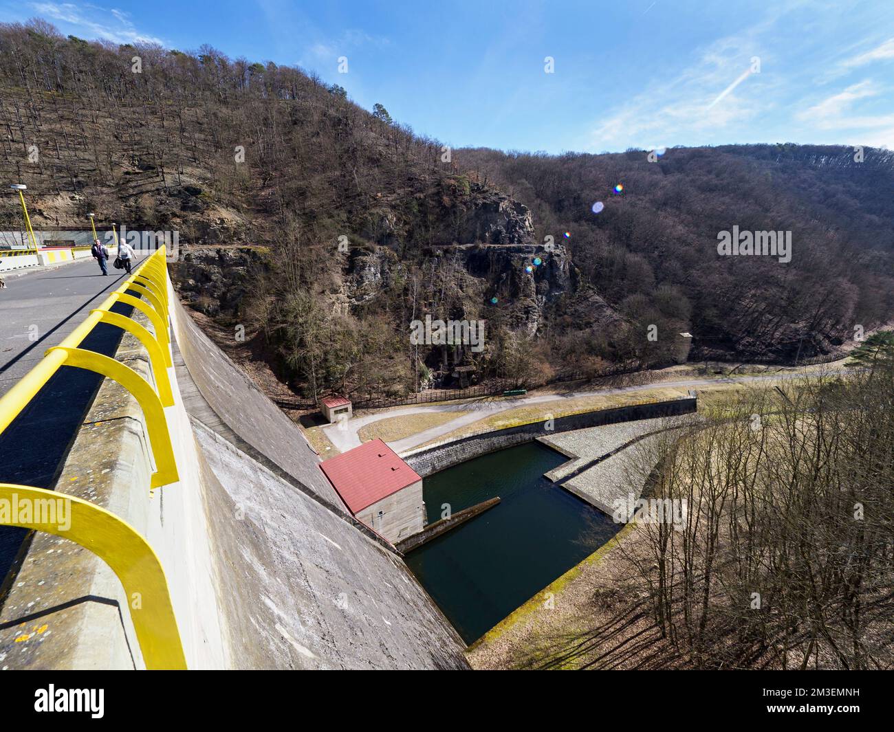 A concrete dam of the Klicava valley reservoir used to produce drinking ...