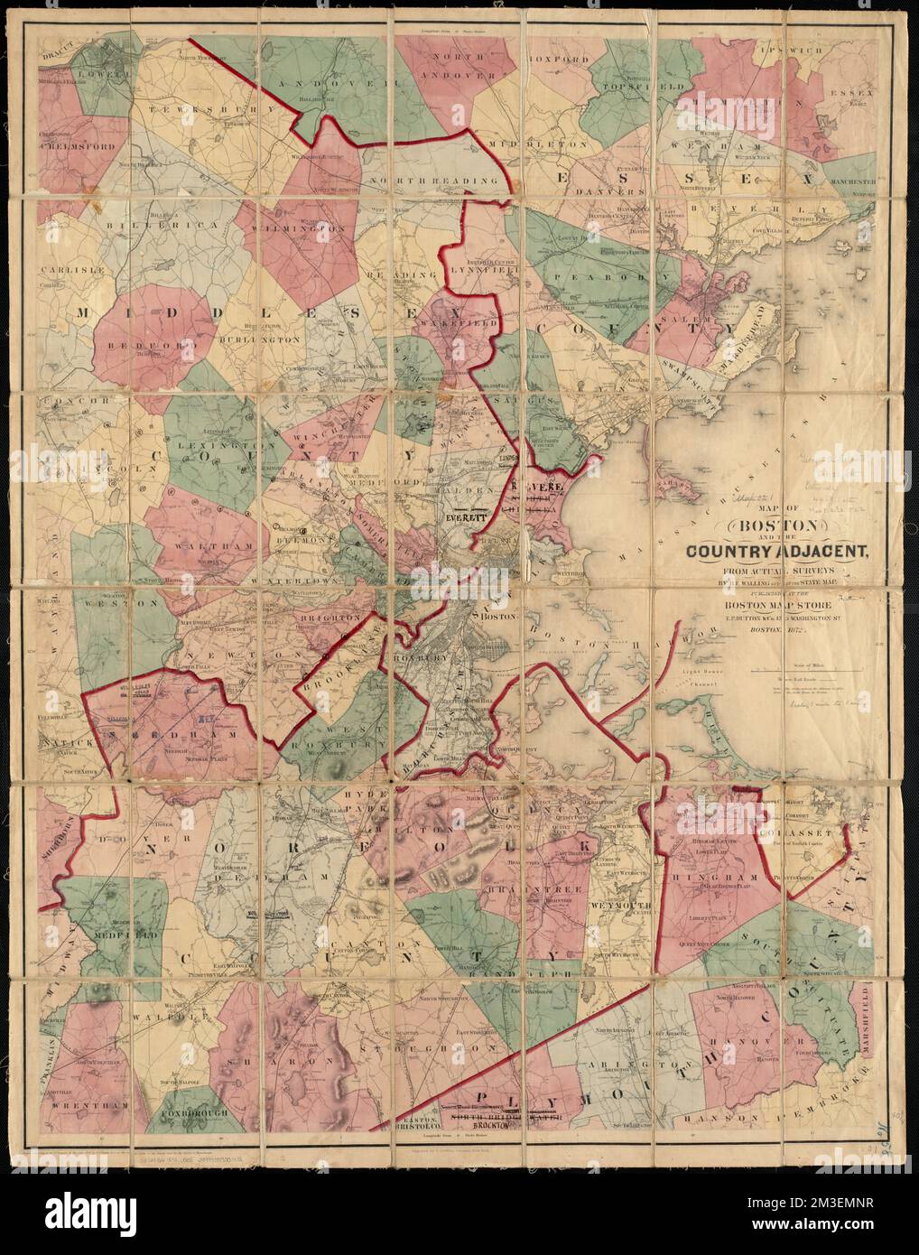 Map of Boston and the country adjacent, from actual surveys , Boston ...