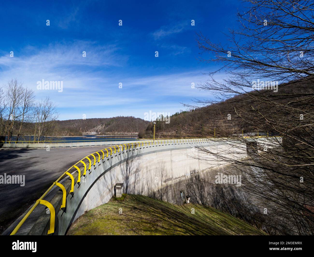 A concrete dam of the Klicava valley reservoir used to produce drinking ...