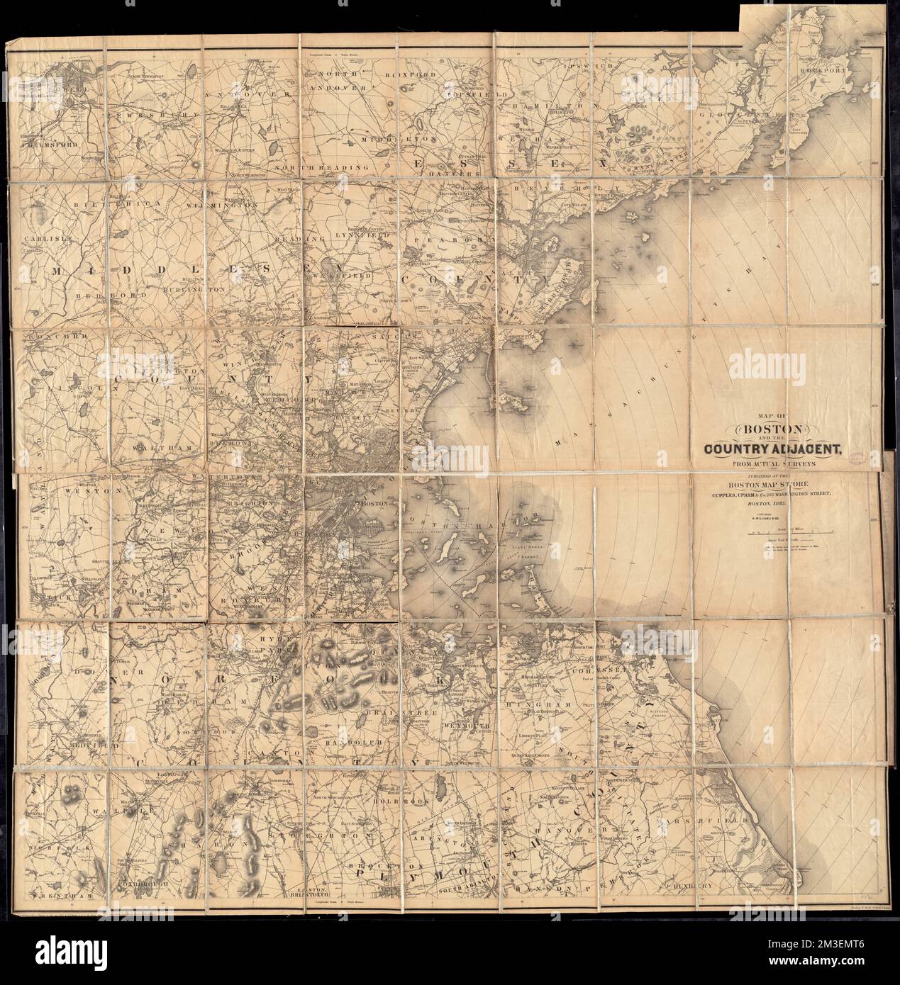 Map of Boston and the country adjacent, from actual surveys , Boston ...