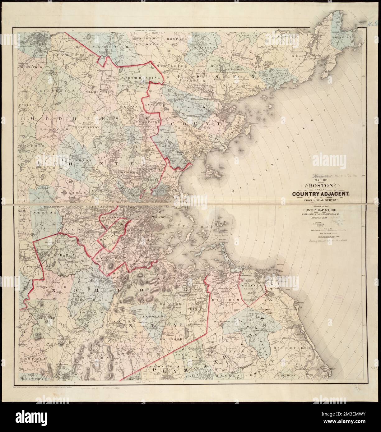Map of Boston and the country adjacent from actual surveys , Boston ...