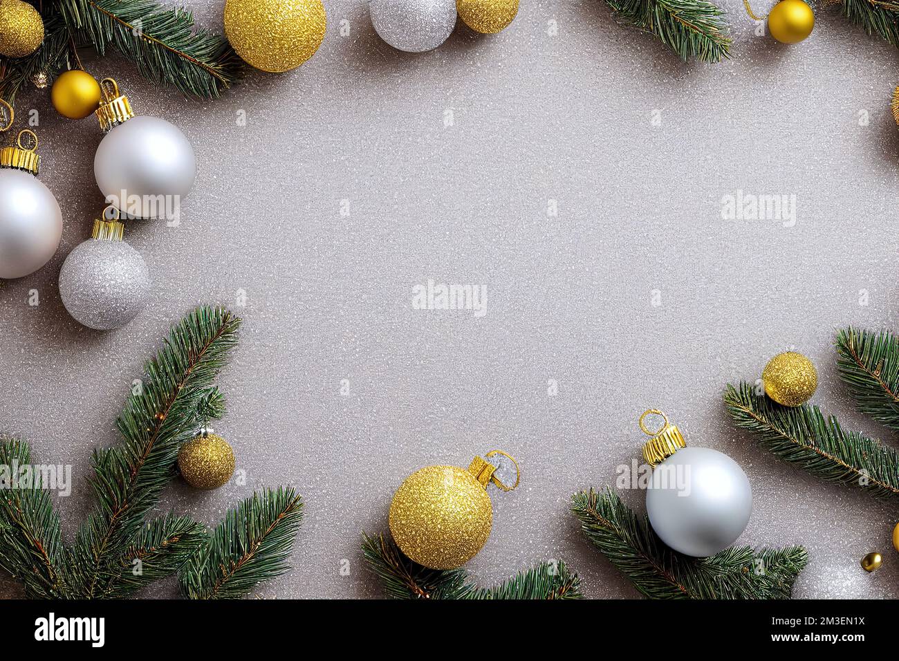 a christmas tree with ornaments and a white background with a gold and ...