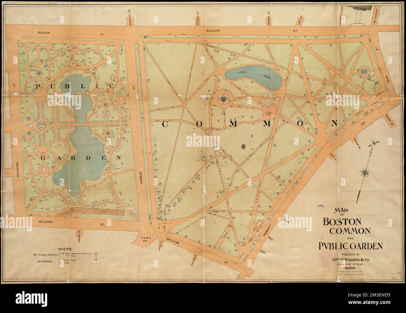 Map of Boston Common and Public Garden , Boston Common Boston, Mass ...