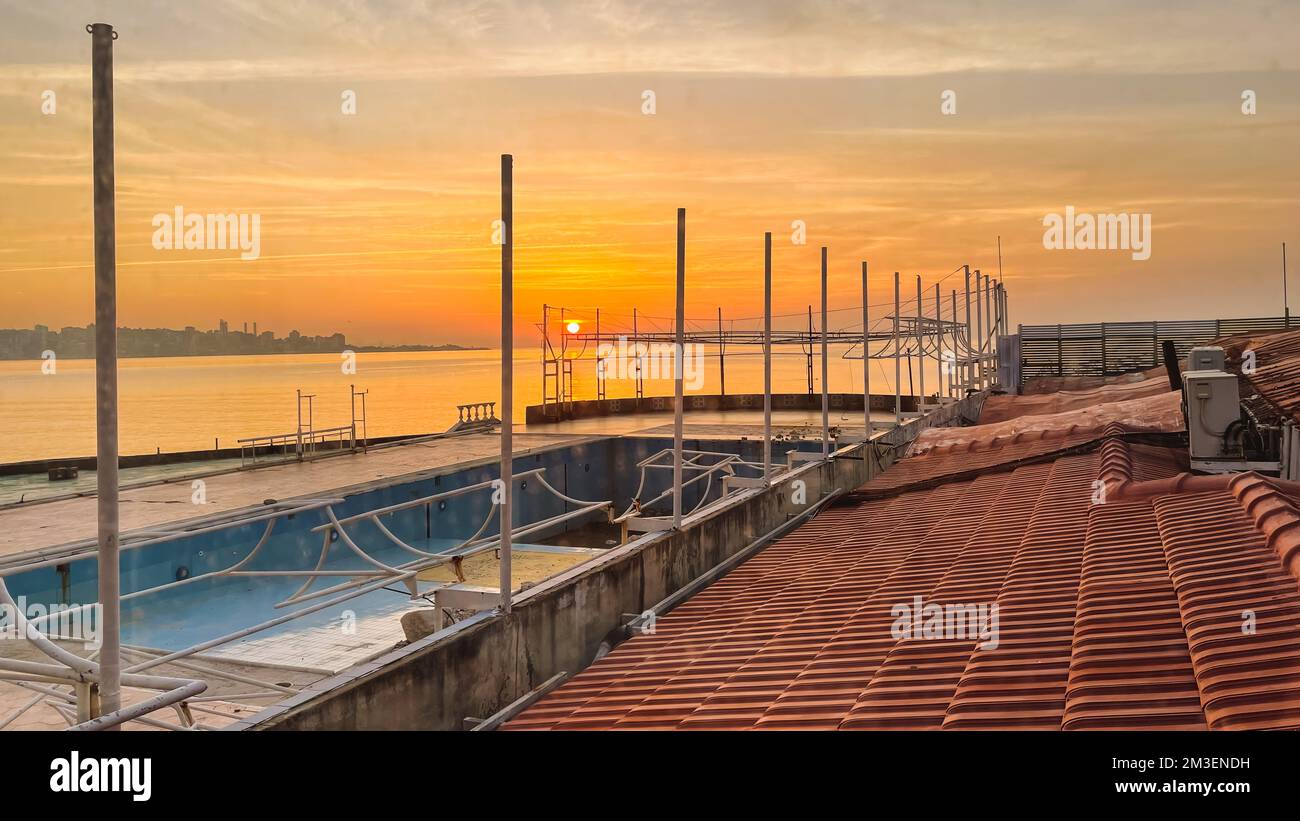 Autumn Seaside Sunset, Sky Lights and shadows Stock Photo - Alamy
