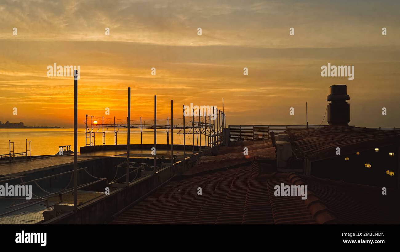 Autumn Seaside Sunset, Sky Lights and shadows Stock Photo - Alamy