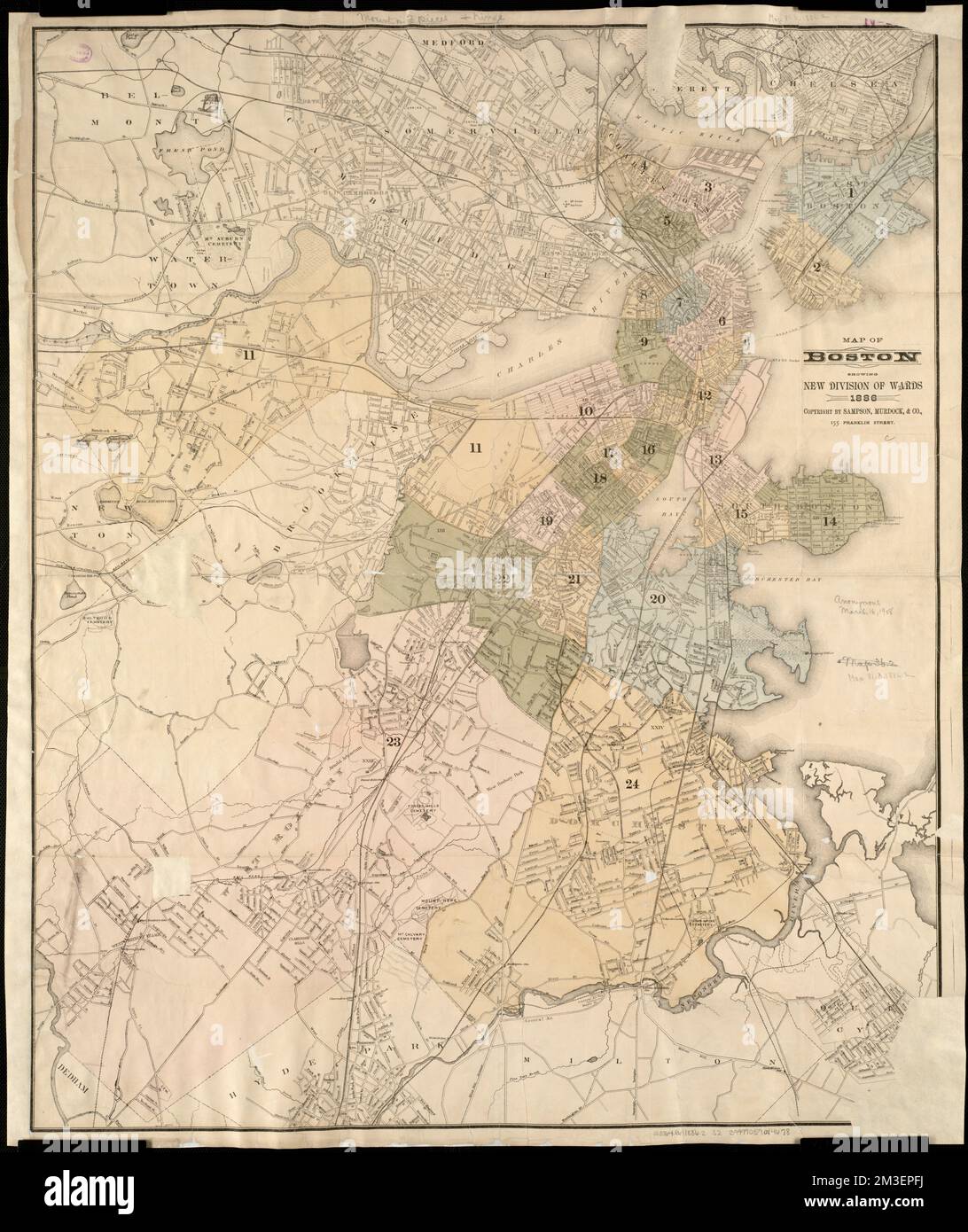 Map of Boston showing new division of wards , Boston Mass ...
