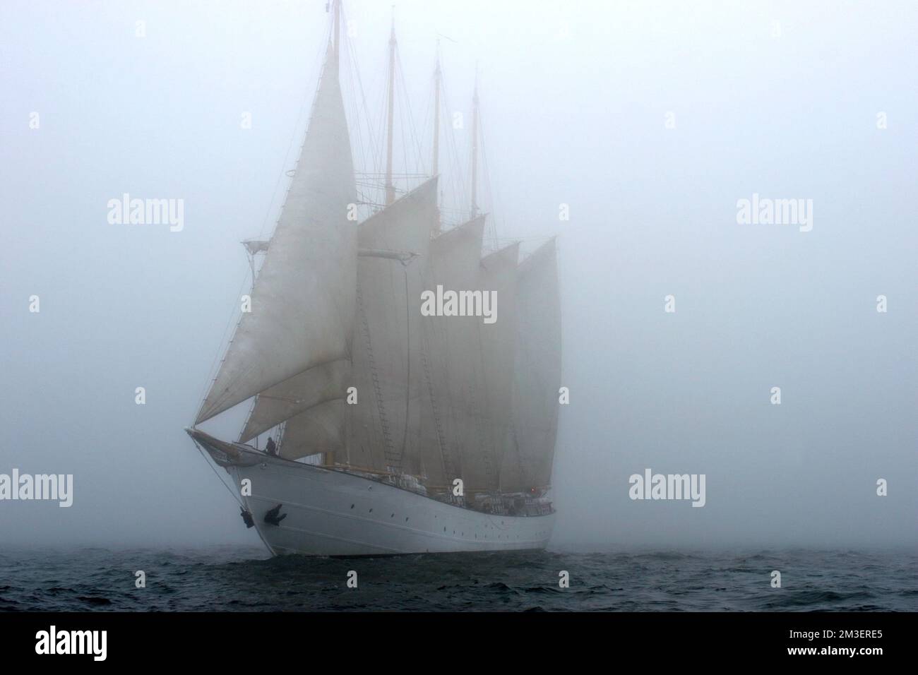 Portuguese schooner Creoula in thick fog Stock Photo - Alamy