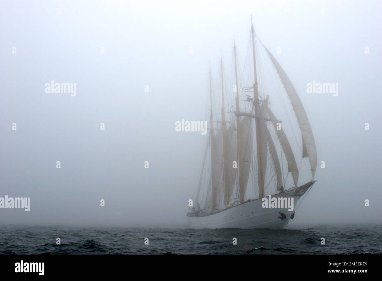 Portuguese schooner Creoula in thick fog Stock Photo - Alamy