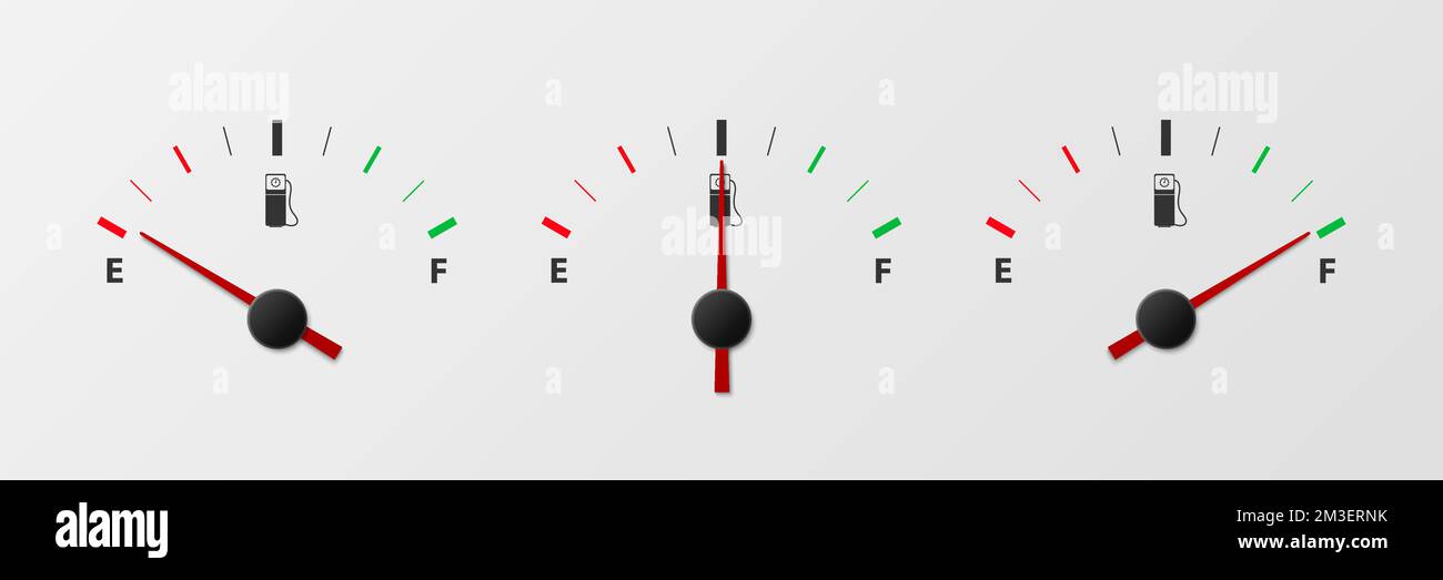 Vector 3d Realistic Gas Fuel Tank Gauge, Oil Level Bar Set. Full and ...
