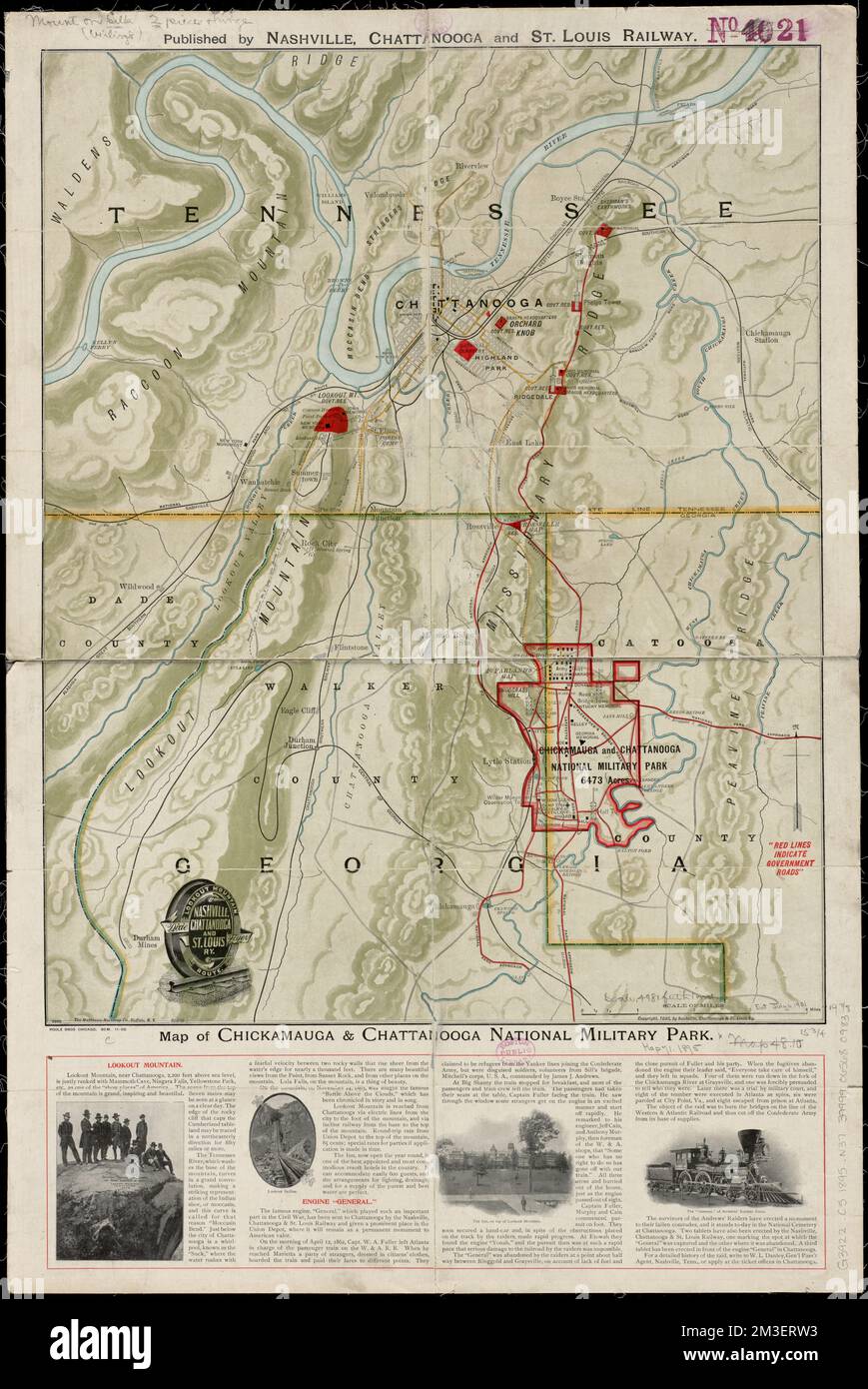 Map of Chickamauga & Chattanooga National Park , Chickamauga and ...