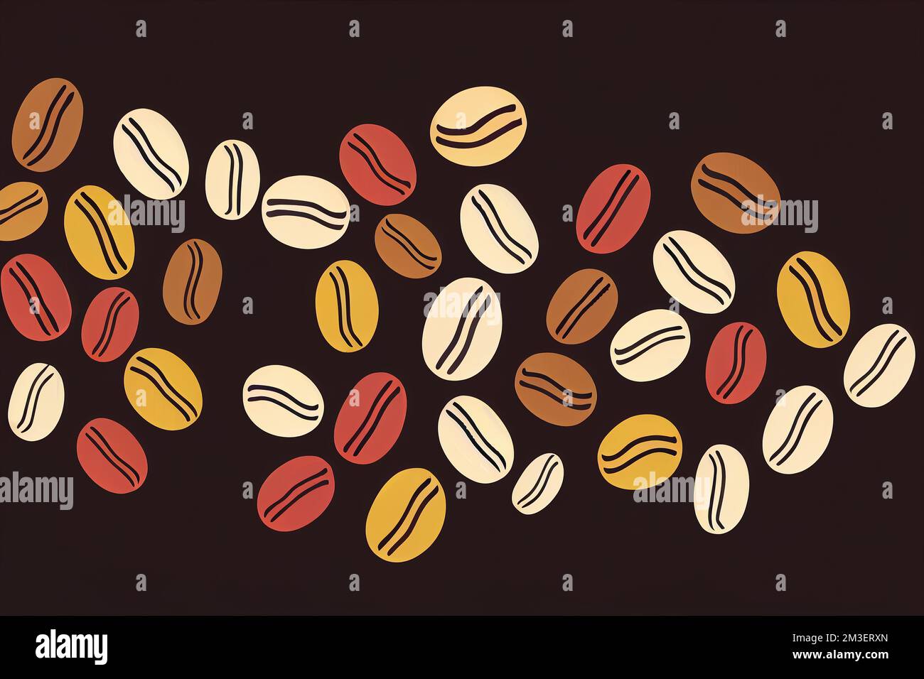 a group of different colored coffee beans on a black background with a ...