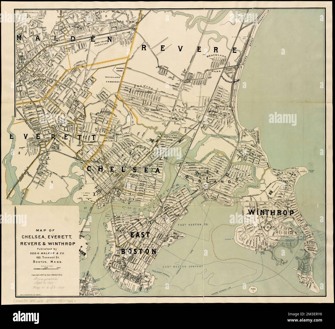 Map of Chelsea, Everett, Revere, & Winthrop , Chelsea Mass., Maps, Everett Mass., Maps, Revere ...