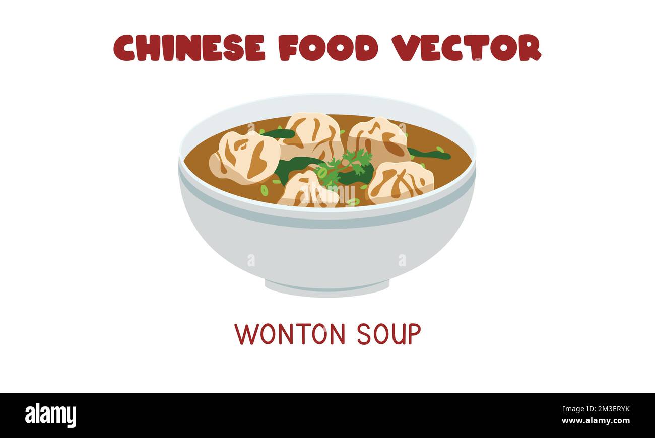 Chinese Wonton Soup flat vector design illustration, clipart cartoon ...
