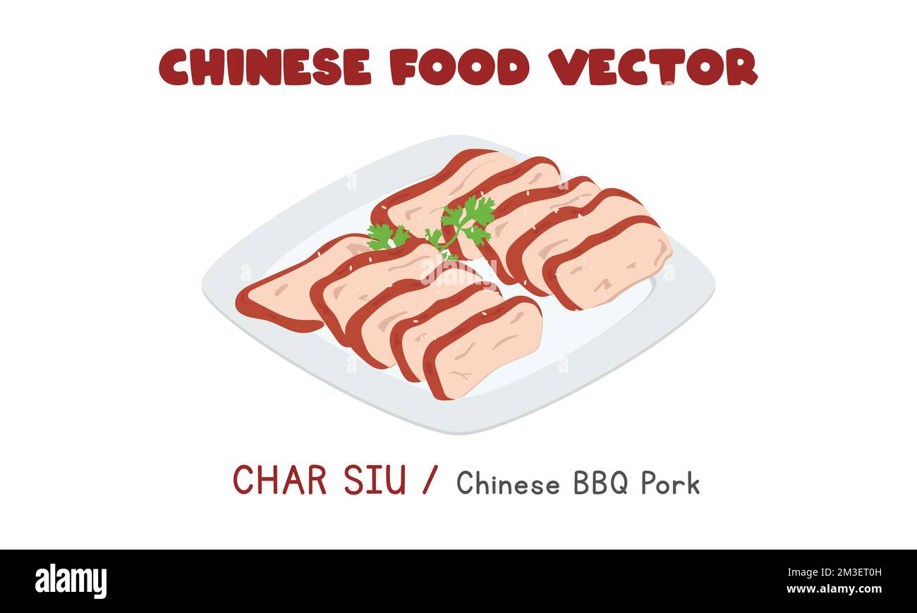 Chinese Char Siu - Chinese BBQ Pork flat vector design illustration ...