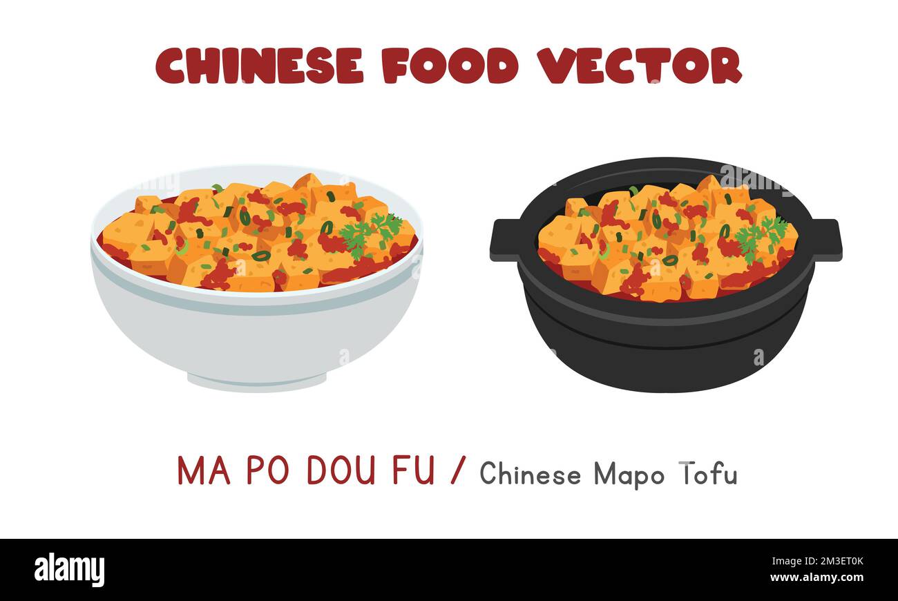 Chinese Ma Po Dou Fu - Chinese Mapo Tofu flat vector design ...