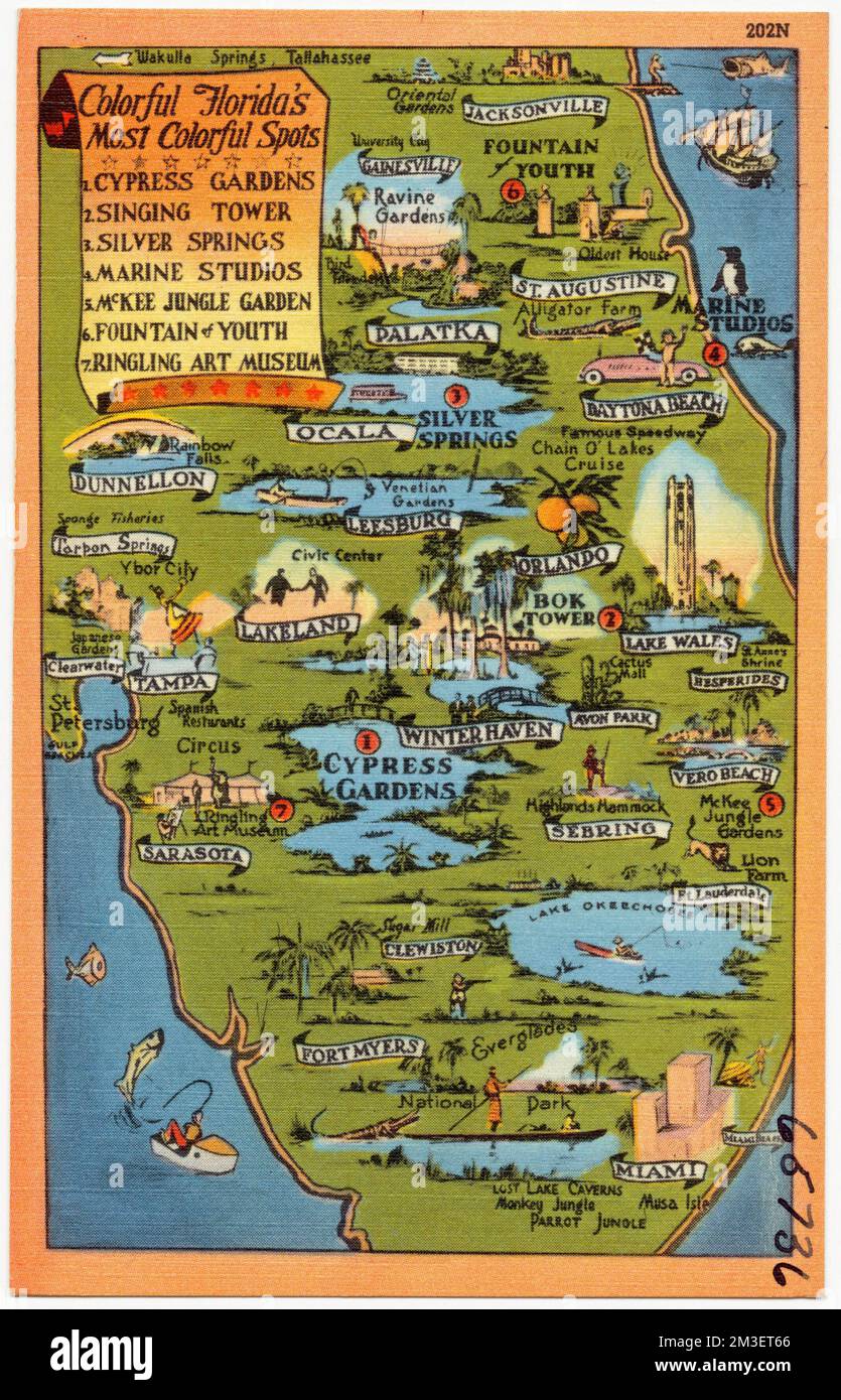 Map of colorful attractions of Florida , Tichnor Brothers Collection ...