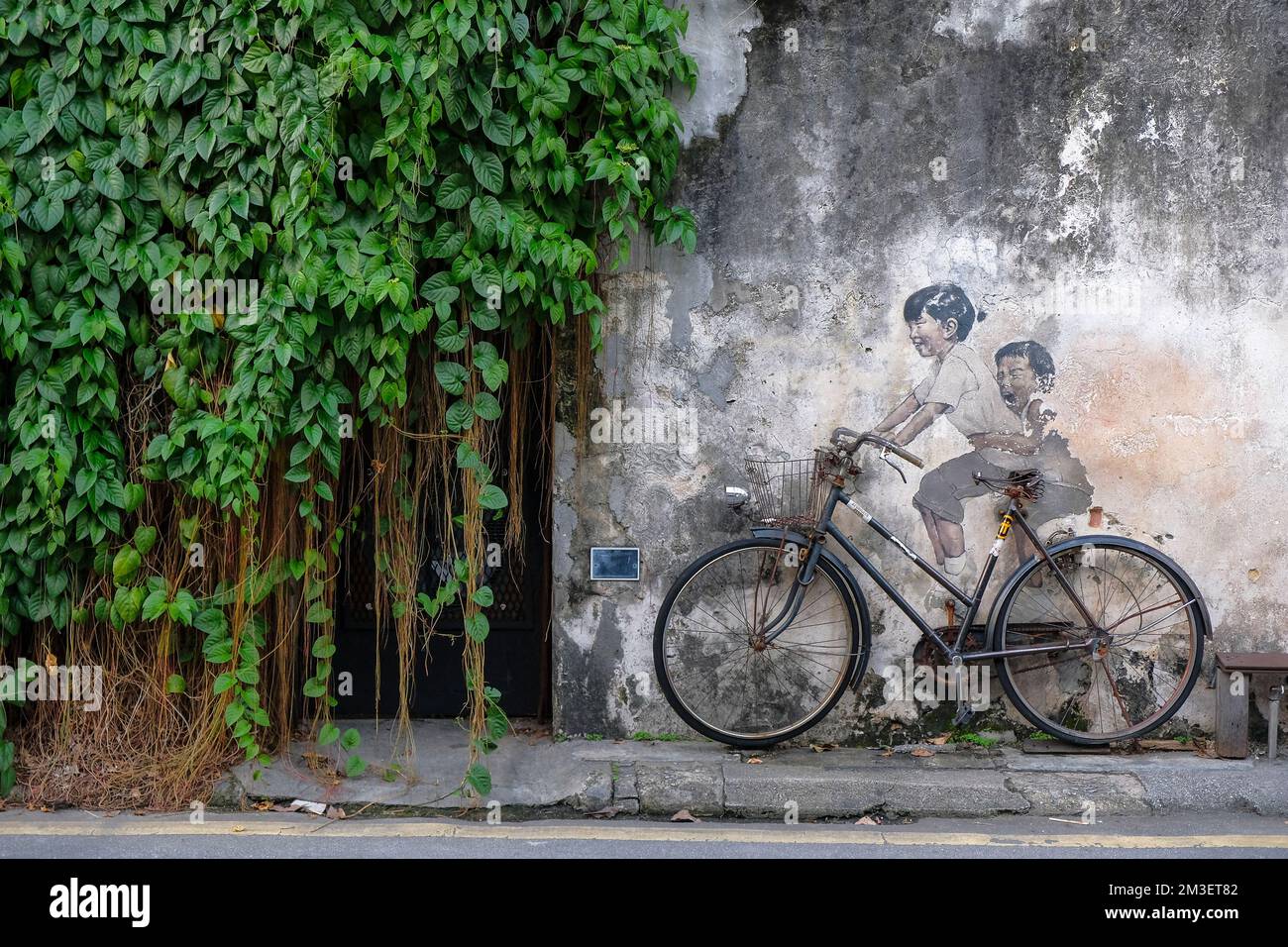 George Town, Malaysia - November 2022: A graffiti on a wall in George ...
