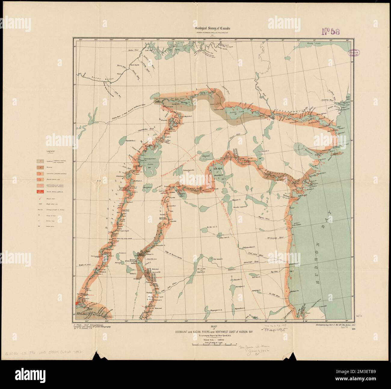 Map of Doobaunt and Kazan Rivers and northwest coast of Hudson Bay ...