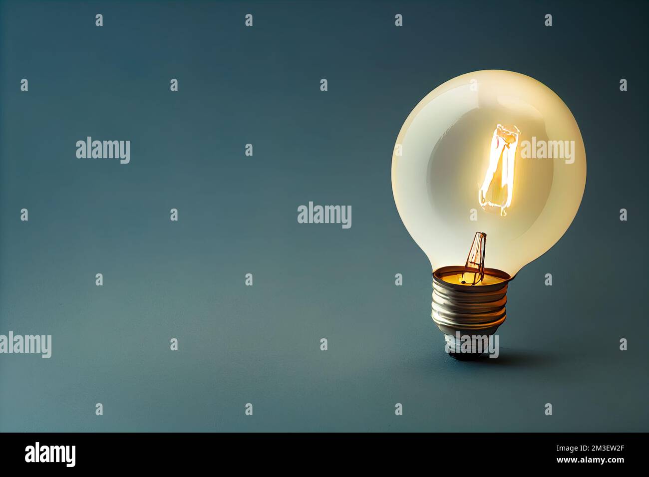 a light bulb with a small light inside of it on a blue background with ...