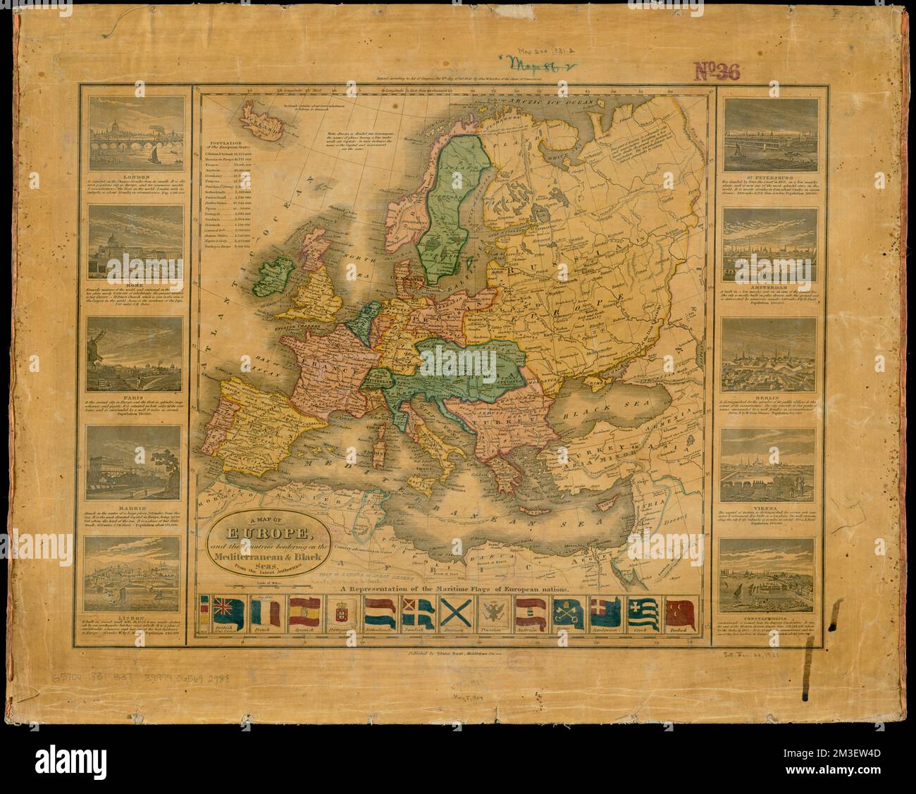 A map of Europe, and the countries bordering on the Mediterranean ...