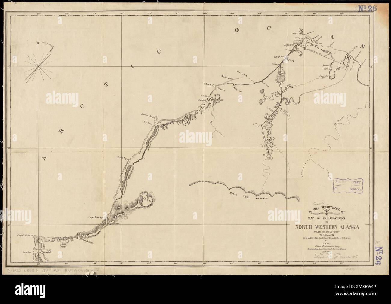 Map of explorations in north western Alaska : under the direction of W.B. Hazen , North Slope ...